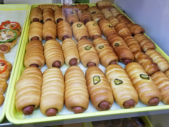 These aren't your ballpark hot dogs&mdash;they're pillowy dough embracing savory sausage in what can only be described as a carb-lover's dream.