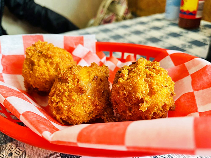 Hushpuppies that make you understand why they're named after something that quiets you down. Speechless deliciousness in bite-sized form.