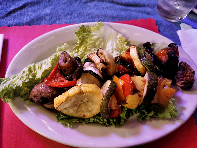 This isn't just a kebab&mdash;it's a colorful procession of flavors marching across your plate with purpose and dignity. 