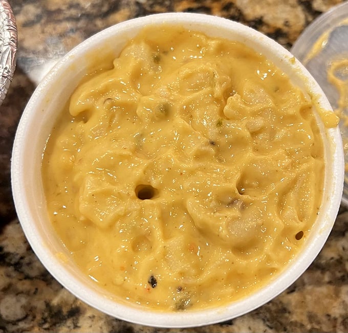 Mac and cheese that's achieved the perfect consistency&mdash;neither soup nor brick, but that elusive creamy middle ground of comfort.