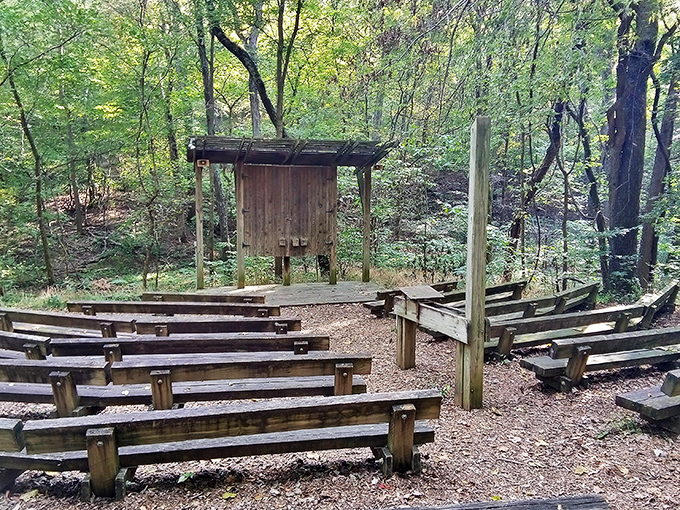 This rustic amphitheater hosts evening ranger programs where the only special effects needed are fireflies and imagination.