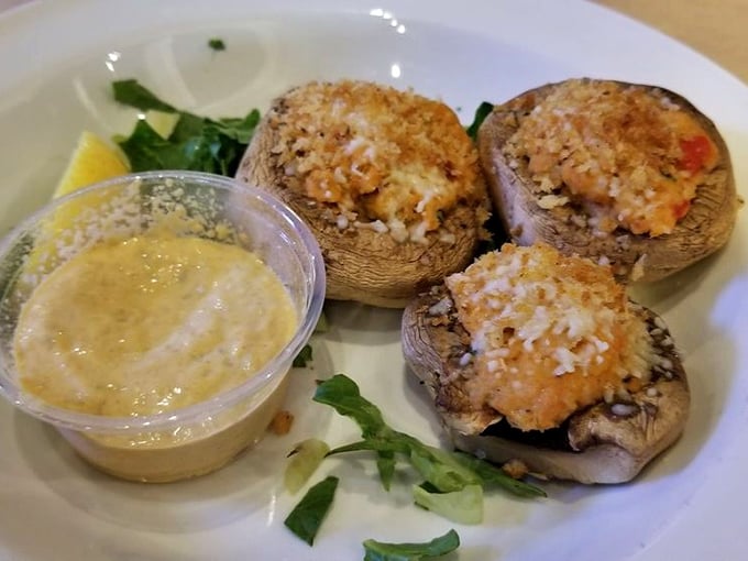 These stuffed mushrooms are little boats of joy&mdash;filled with savory lobster mixture and topped with a golden parmesan crust that whispers "indulgence."