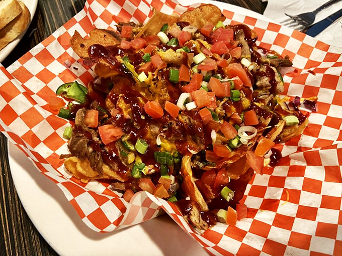 These loaded nachos aren't messing around - they're the overachiever of appetizers, bringing enough toppings to satisfy a hungry hiking party.