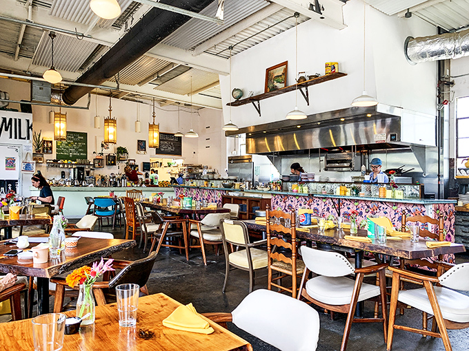 The open kitchen at Milktooth is like watching a delicious Broadway show where eggs are the stars.