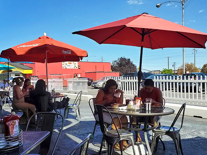 Outdoor seating where the Utah sunshine enhances your breakfast experience—nature's own mood lighting for your meal.