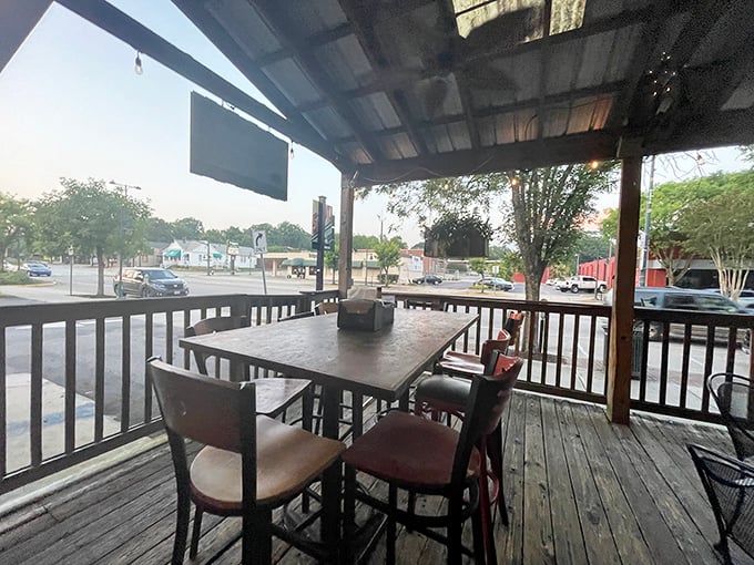 The patio offers front-row seats to Five Points life, where your burger comes with a side of people-watching.