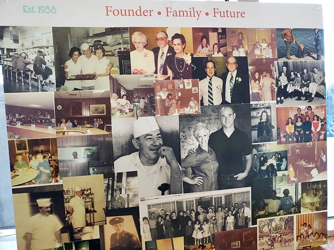 Every picture tells a story, and this wall tells the Harold's saga. Generations of service captured in black and white memories.