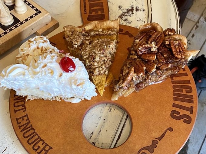 "Pie flights" should definitely earn you frequent flyer miles. This wooden board delivers first-class satisfaction without the turbulence.