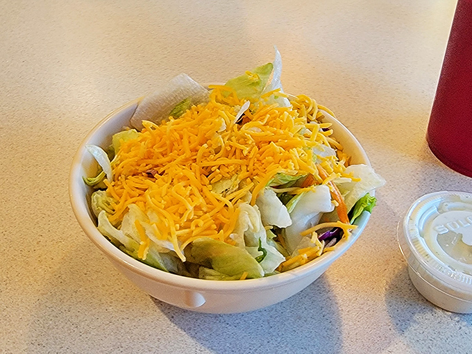 Even the salad gets the Benson's treatment &ndash; a golden cheese blanket that transforms "eating healthy" into something actually enjoyable.