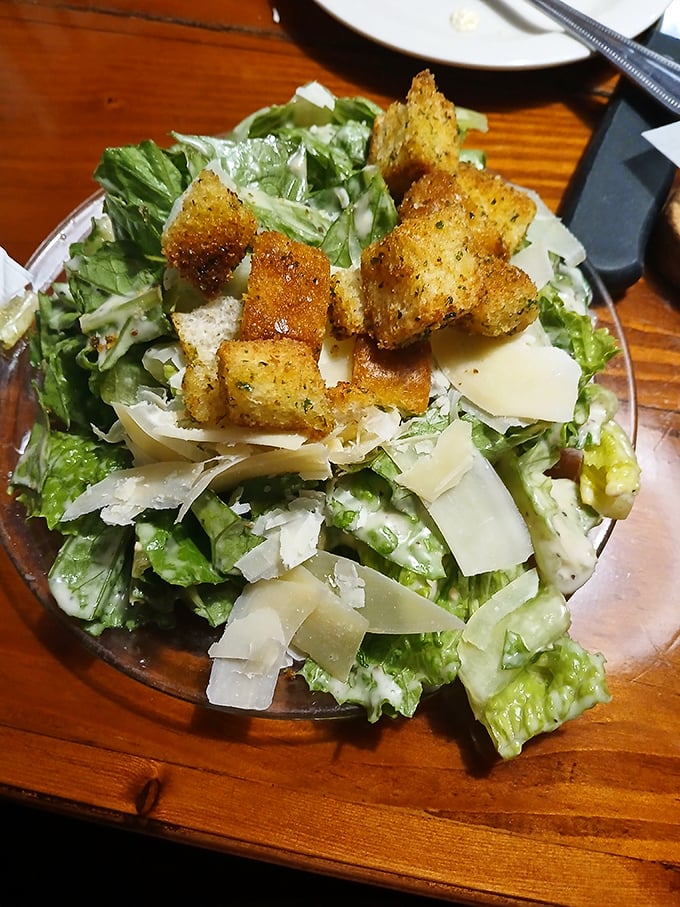 This Caesar salad isn't just a prelude to steak—it's worthy of its own standing ovation. Those golden croutons didn't come from a bag, folks.
