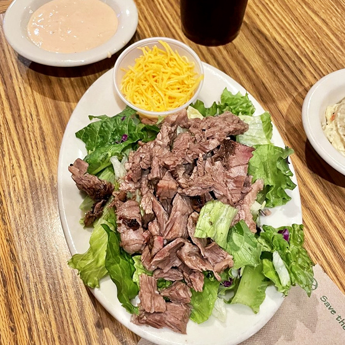A brisket salad that makes eating greens feel like cheating. Who knew lettuce could be this excited to meet properly smoked beef?