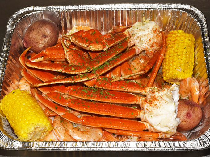 Not just crab legs, but an architectural masterpiece of shell and meat, demanding both your attention and your willingness to get messy.