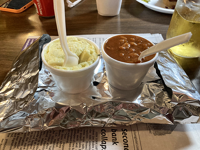 Potato salad and beans &ndash; the Robin to barbecue's Batman. These supporting actors deserve their own standing ovation, served unpretentiously in simple white containers.