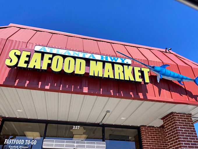 That blue marlin sign isn't just announcing a restaurant&mdash;it's signaling a seafood sanctuary in the heart of landlocked Georgia.
