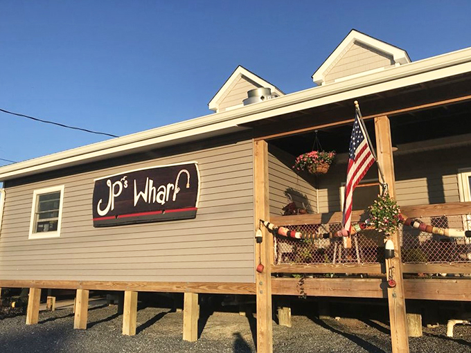 The sign promises seafood; the American flag promises tradition. Together, they're the perfect invitation to authentic Delaware dining.