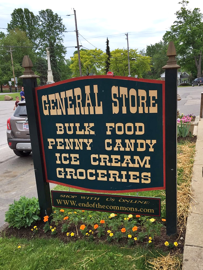 The sign promises penny candy and bulk food, but what it really offers is permission to step back in time for an afternoon.