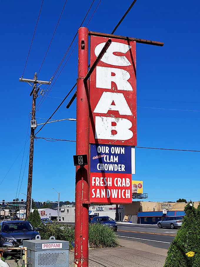 The sign promises treasures that sailors once crossed oceans to find. Today, you just need to pull over.