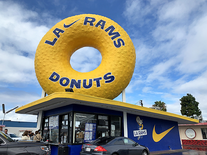 The iconic yellow donut against the California sky &ndash; a beacon of hope for the hungry and a landmark more recognizable than most monuments.