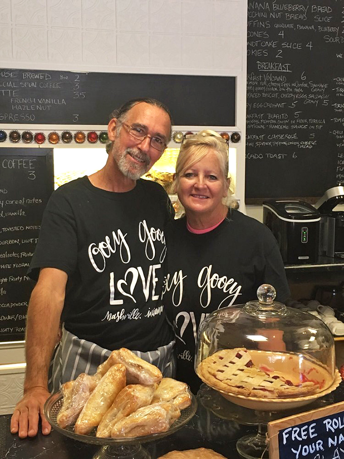The passionate owners behind OoeyGooey, wearing their mission statement on their shirts. Their smiles say it all: this is a labor of love.