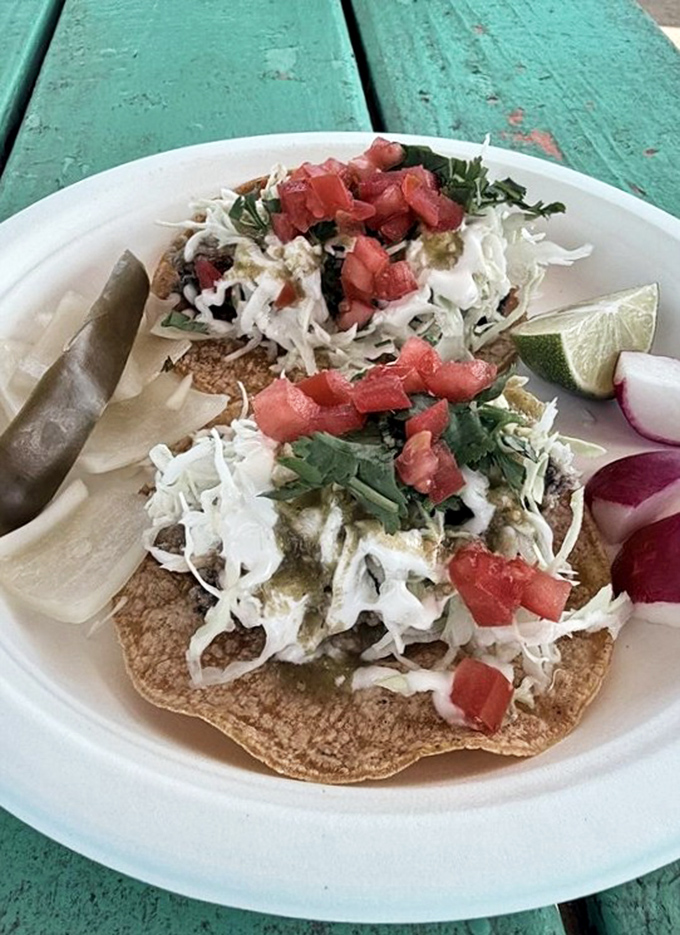 Fried oyster tacos that make you question your loyalty to other tacos. Fresh cabbage, diced tomatoes, and that unmistakable ocean sweetness.
