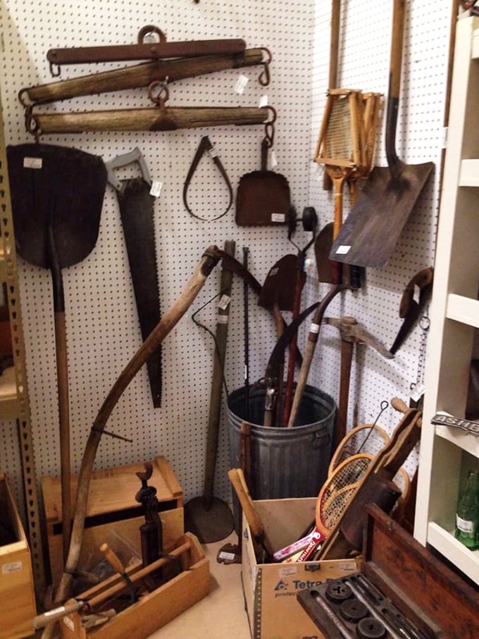 The jewelry display case offers everything from costume pieces that would make Golden Girls' Blanche swoon to delicate vintage brooches with real craftsmanship.