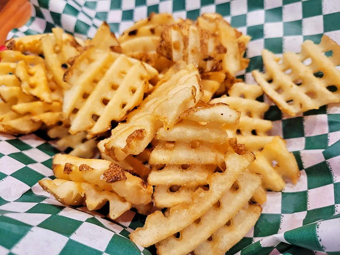 Waffle fries: where geometry meets gastronomy. Those extra ridges mean more surface area for crispiness&mdash;it's just science.