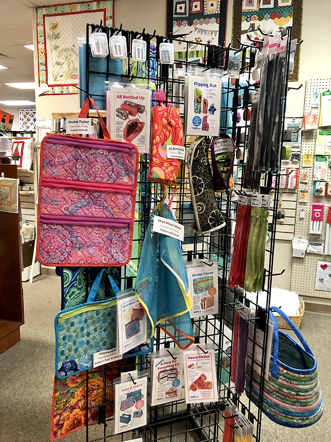 Tools of the trade that transform fabric from flat potential to dimensional delight. That pink carrier probably costs more than my first car.