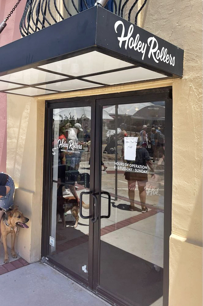 Every great journey begins with a single step—preferably one that leads straight through these doors to the donut paradise within.