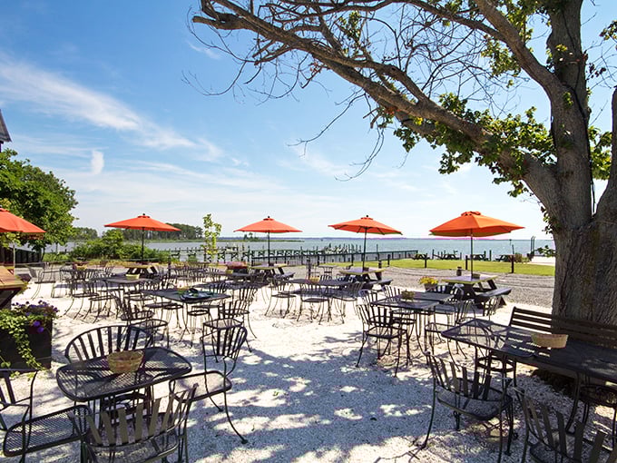 Orange umbrellas dot the landscape like buoys marking the spot where land-dwelling humans can taste the sea's finest offerings.