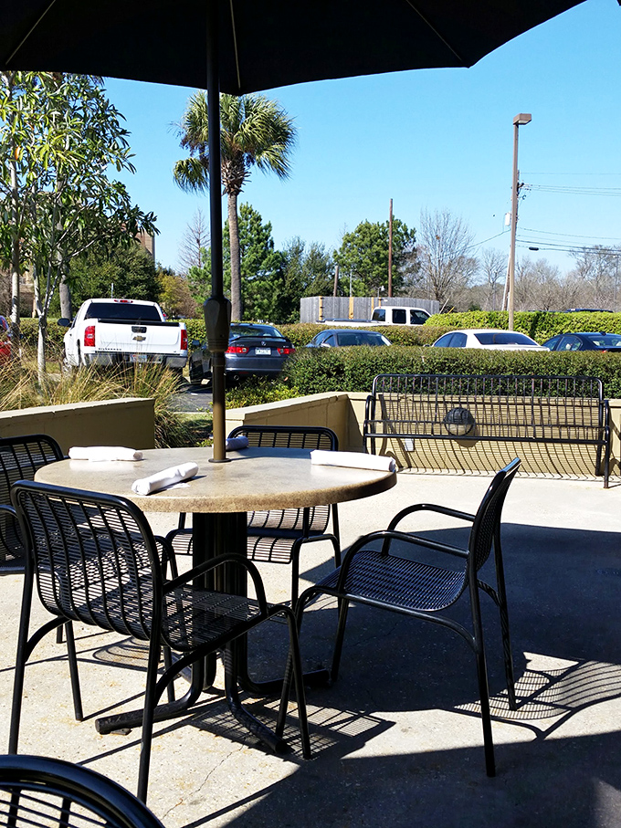 Louisiana sunshine and gentle breezes make outdoor dining irresistible. This patio offers front-row seats to perfect weather days.