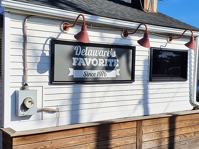 "Delaware's Favorite Since 1976" isn't just a sign &ndash; it's a promise kept for decades. The charming exterior of a true local legend.