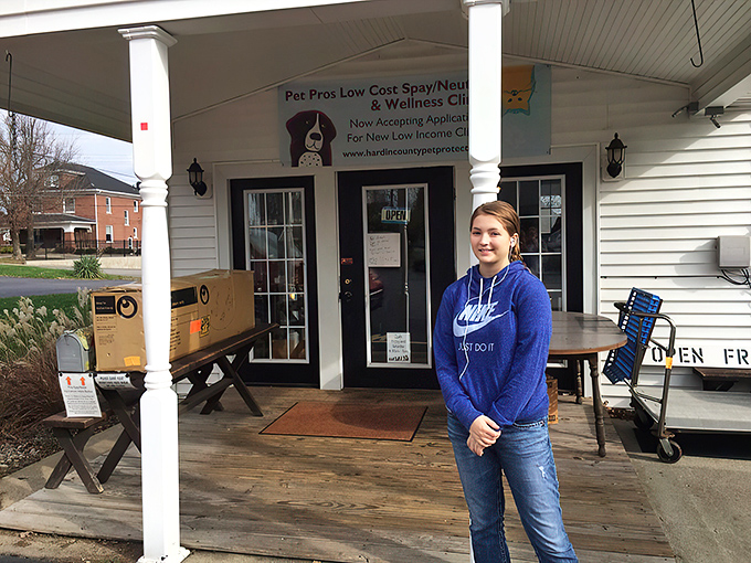 The welcoming porch&mdash;where your thrifting adventure begins and ends, with benches for resting before hauling home your newfound treasures.