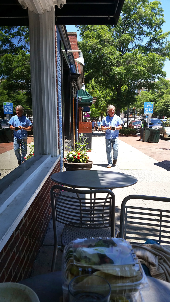 Sidewalk seating that turns Chapel Hill into a little corner of Athens. The perfect spot for people-watching with a gyro in hand.
