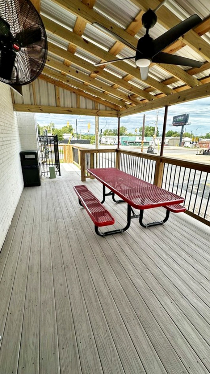 The covered patio&mdash;where the Maryland air adds that final, indefinable ingredient to your Chap's experience. Al fresco never tasted so good.