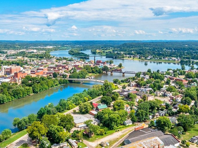 From above, Marietta reveals its clever strategy of using two rivers to hug the town like parentheses around a particularly good sentence.