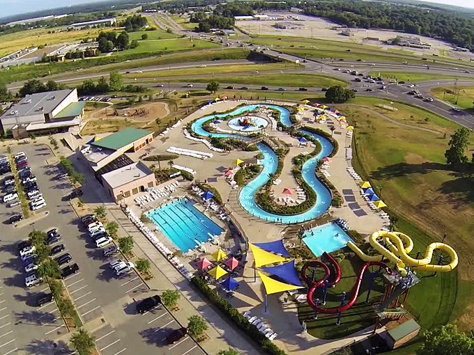 From above, Summit Waves reveals itself as a blue oasis amid the Missouri landscape&mdash;a carefully designed waterscape that looks suspiciously like a giant's bathtub toy.