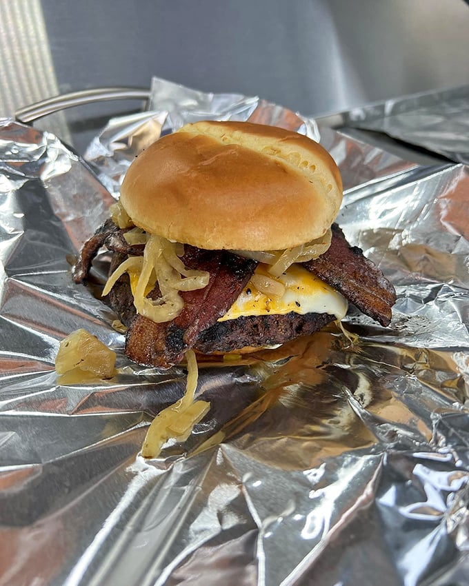 This burger defies breakfast boundaries, proving that Goody Goody understands the universal truth that eggs improve absolutely everything they touch.