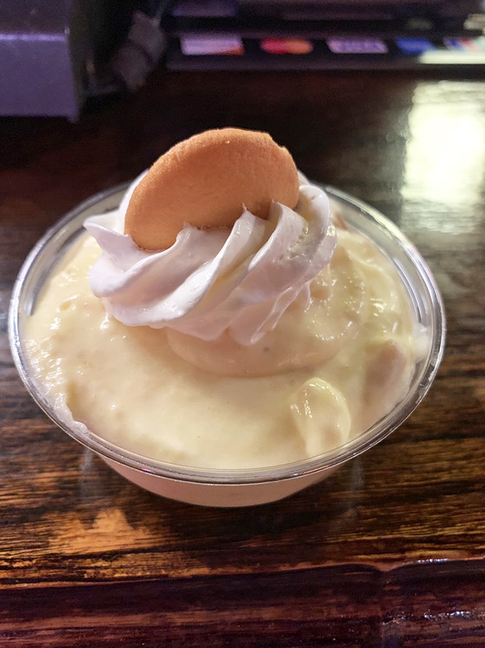 Banana pudding: the traditional full stop to a barbecue feast. That vanilla wafer is like a little hat tipping to tradition.
