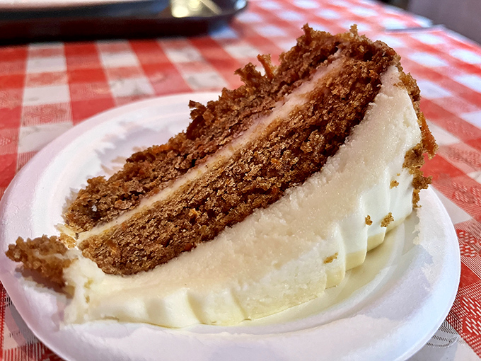 The carrot cake at Tommy's doesn't need edible flowers or artful smears&mdash;just honest layers of spiced cake and cream cheese frosting that remind you why classics endure.