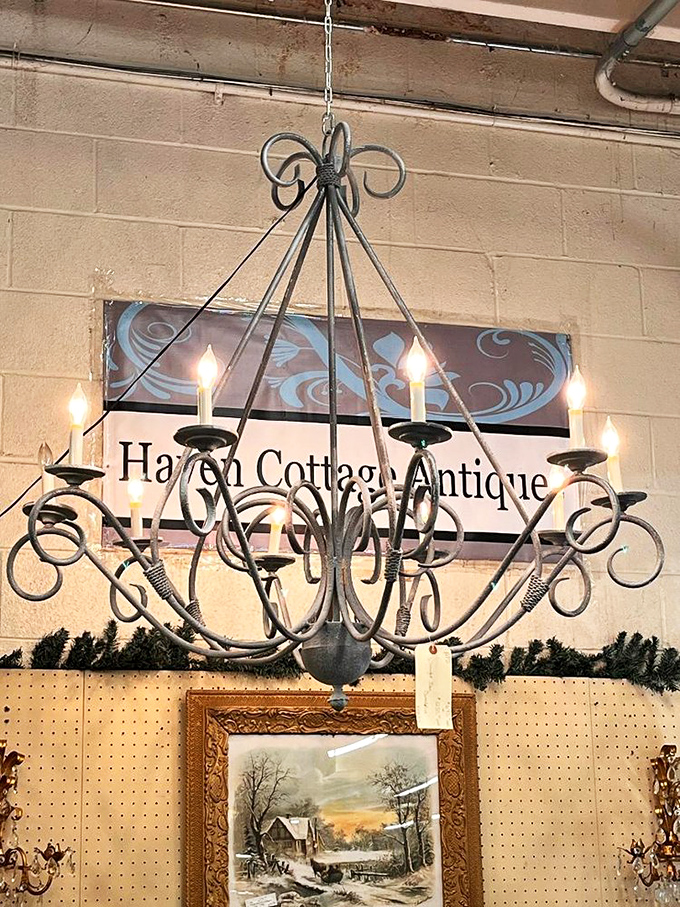 This isn't just lighting&mdash;it's functional sculpture. That chandelier probably illuminated countless dinner parties before finding its way to this second act.