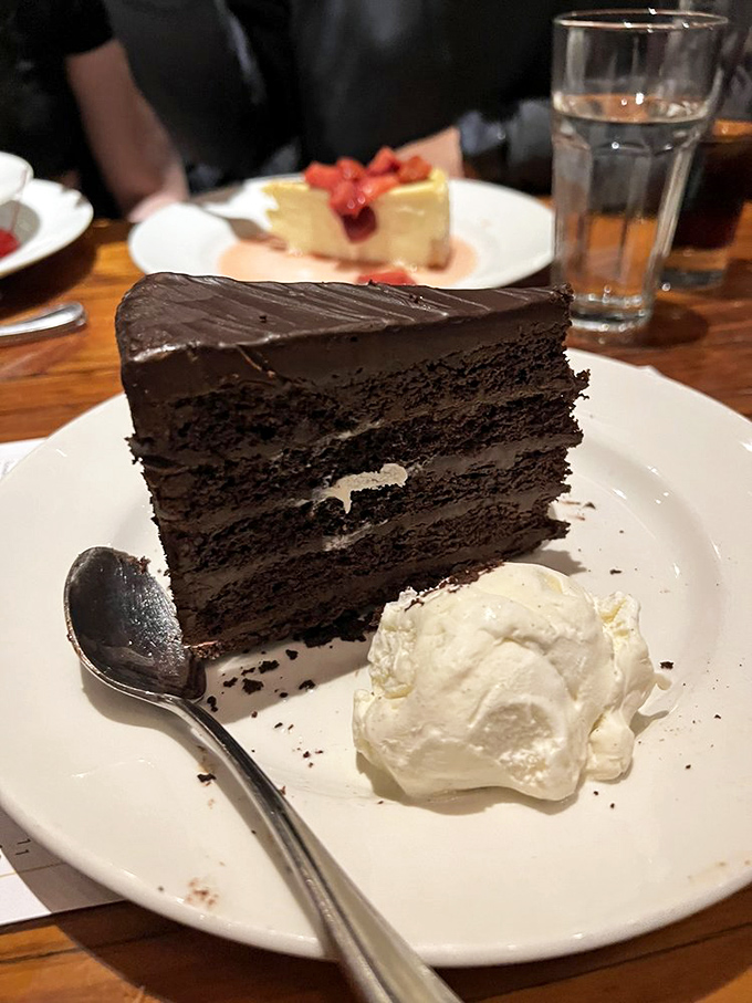 A chocolate cake so rich it probably has its own accountant. When dessert looks this good, suddenly you find room after that enormous steak.