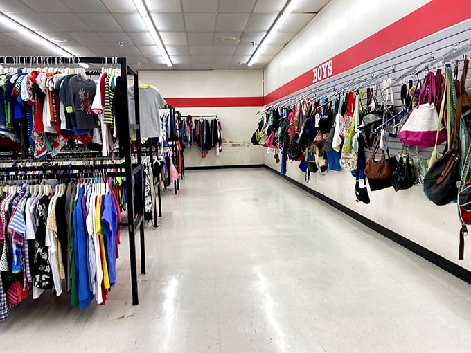 The well-organized aisles belie the chaos of discovery that awaits. Like archaeological trenches, each row contains artifacts of modern life ready for rediscovery.