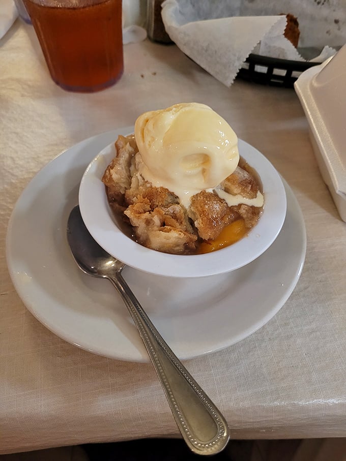 This peach cobbler with ice cream isn't dessert &ndash; it's the grand finale, the standing ovation, the reason you'll be back before the week's end.