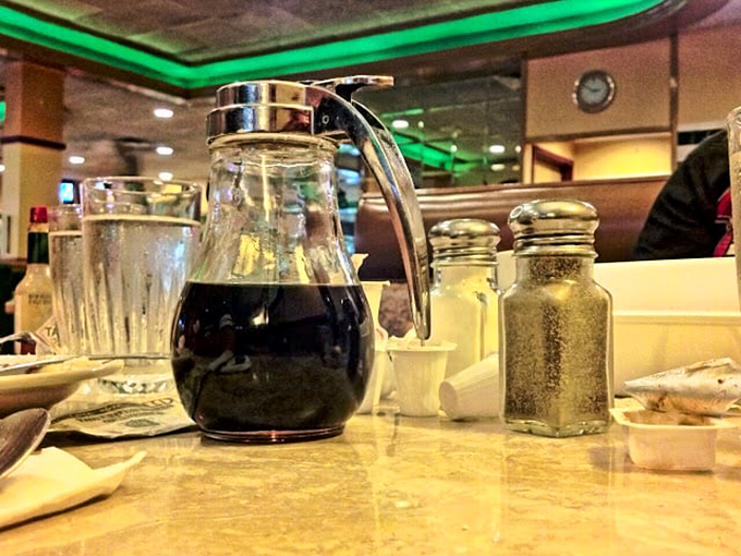 The humble syrup dispenser&mdash;unsung hero of breakfast establishments everywhere, ready to transform ordinary pancakes into extraordinary experiences.