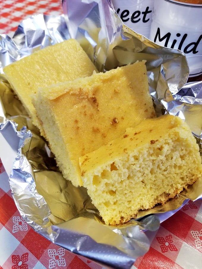 This cornbread isn't just a side&mdash;it's the golden co-star of the meal, managing to be both cakey and crumbly in that perfect Southern sweet spot.