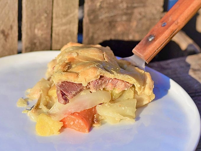 Corned beef and cabbage pie that makes St. Patrick wonder why he bothered chasing snakes when he could've been eating this.