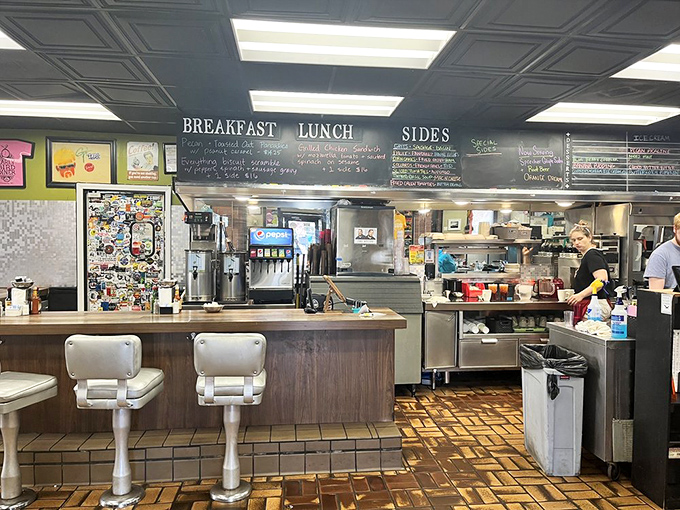 Where the magic happens. This open kitchen layout means no secrets, just honest cooking performed with the confidence of breakfast virtuosos.