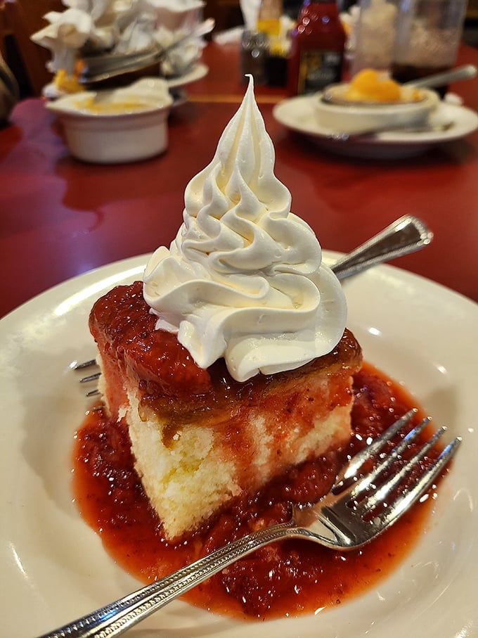 This strawberry shortcake with whipped cream isn't just dessert - it's the grand finale to a Southern symphony of flavors.