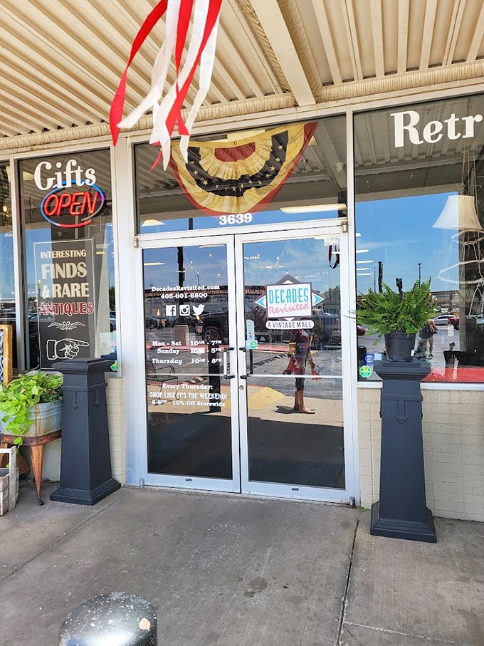 The entrance beckons with promises of "Interesting Finds" and "Rare Antiques"&mdash;the vintage equivalent of "Once upon a time" for grown-ups.