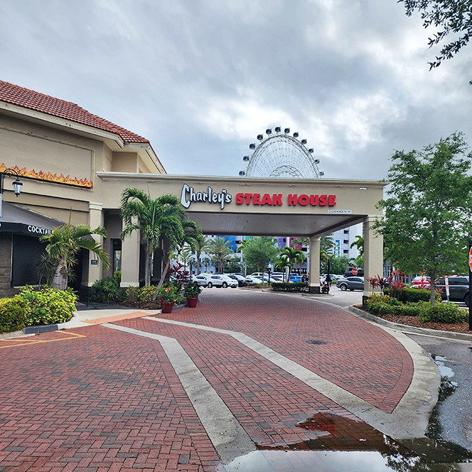 The gateway to gastronomic bliss. Charley's welcoming entrance stands ready to usher you into a world where beef is king.
